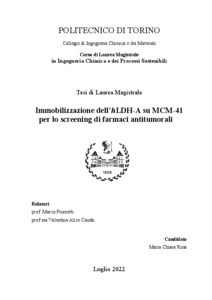 Immobilizzazione dell’hLDH-A su MCM-41 per lo screening di farmaci antitumorali = hLDH-A ...