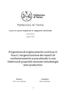 Programma di miglioramento continuo in Gucci: riorganizzazione dei ...